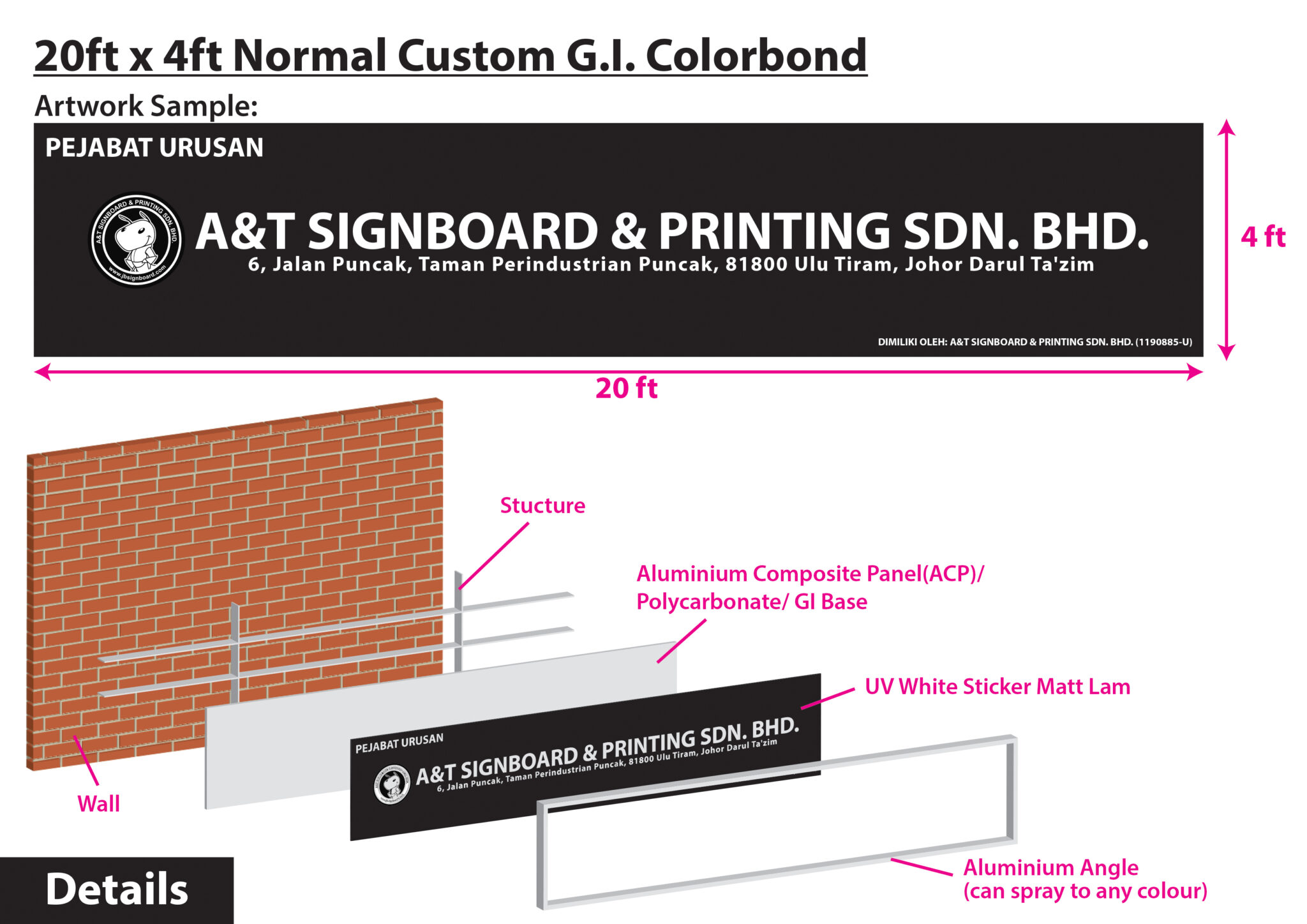 20ft x 4ft Custom Normal G.I. Colorbond